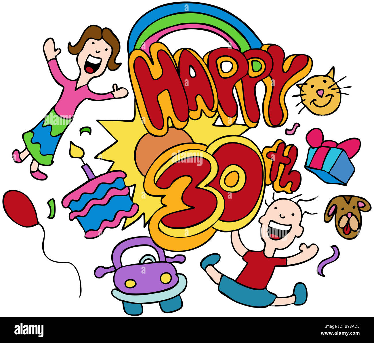 Happy 30th isolated on a white background Stock Photo - Alamy