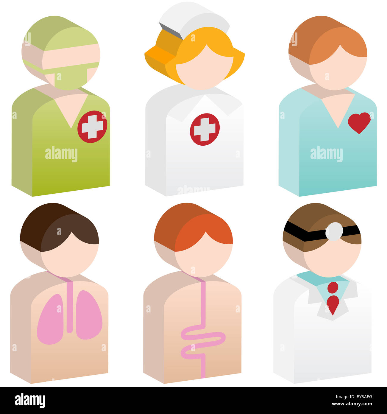 Set of 3D diverse human icons in healthcare setting Stock Photo - Alamy
