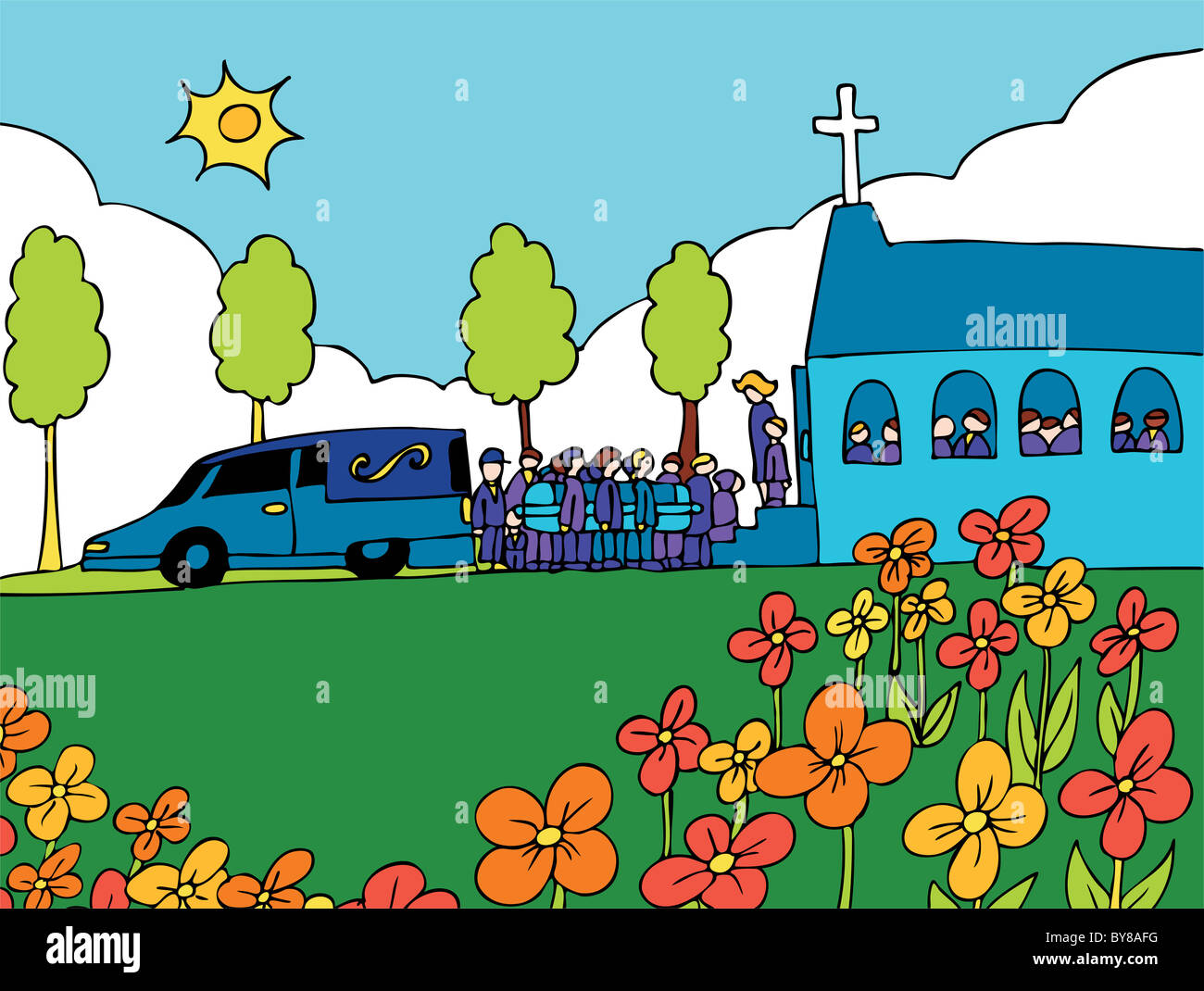 Funeral service cartoon hi-res stock photography and images - Alamy
