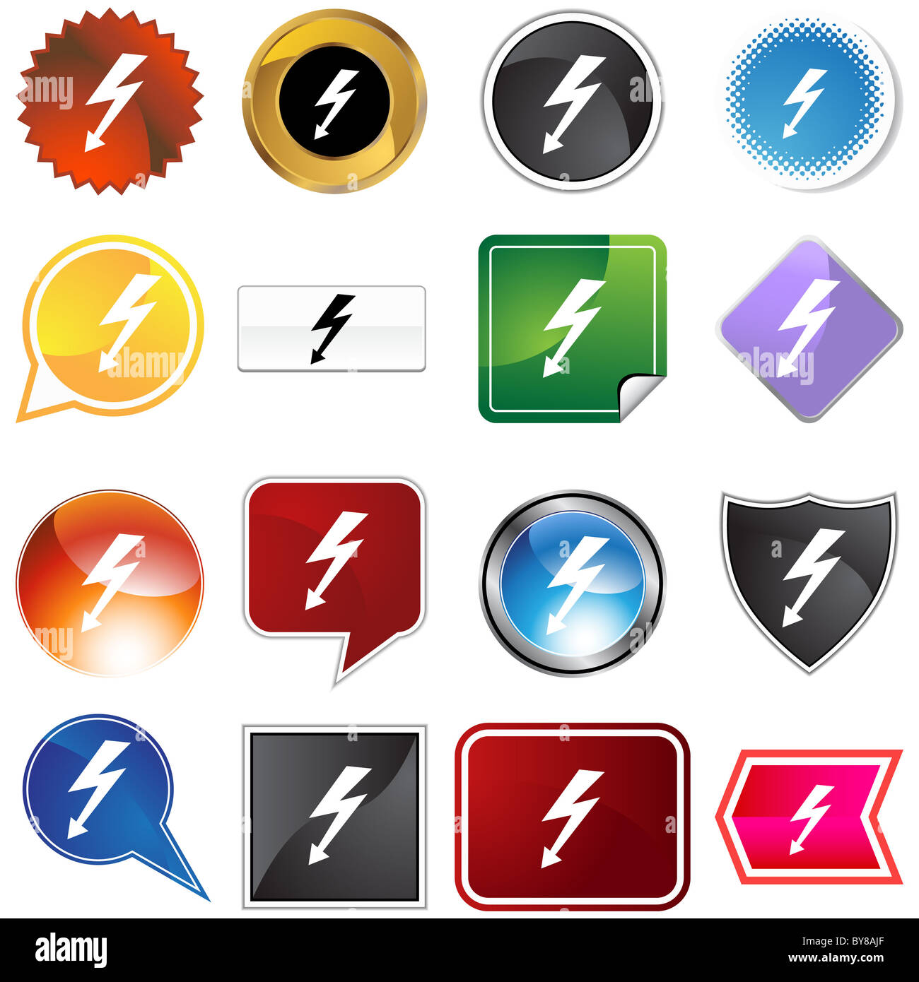 High voltage icon set isolated on a white background Stock Photo - Alamy