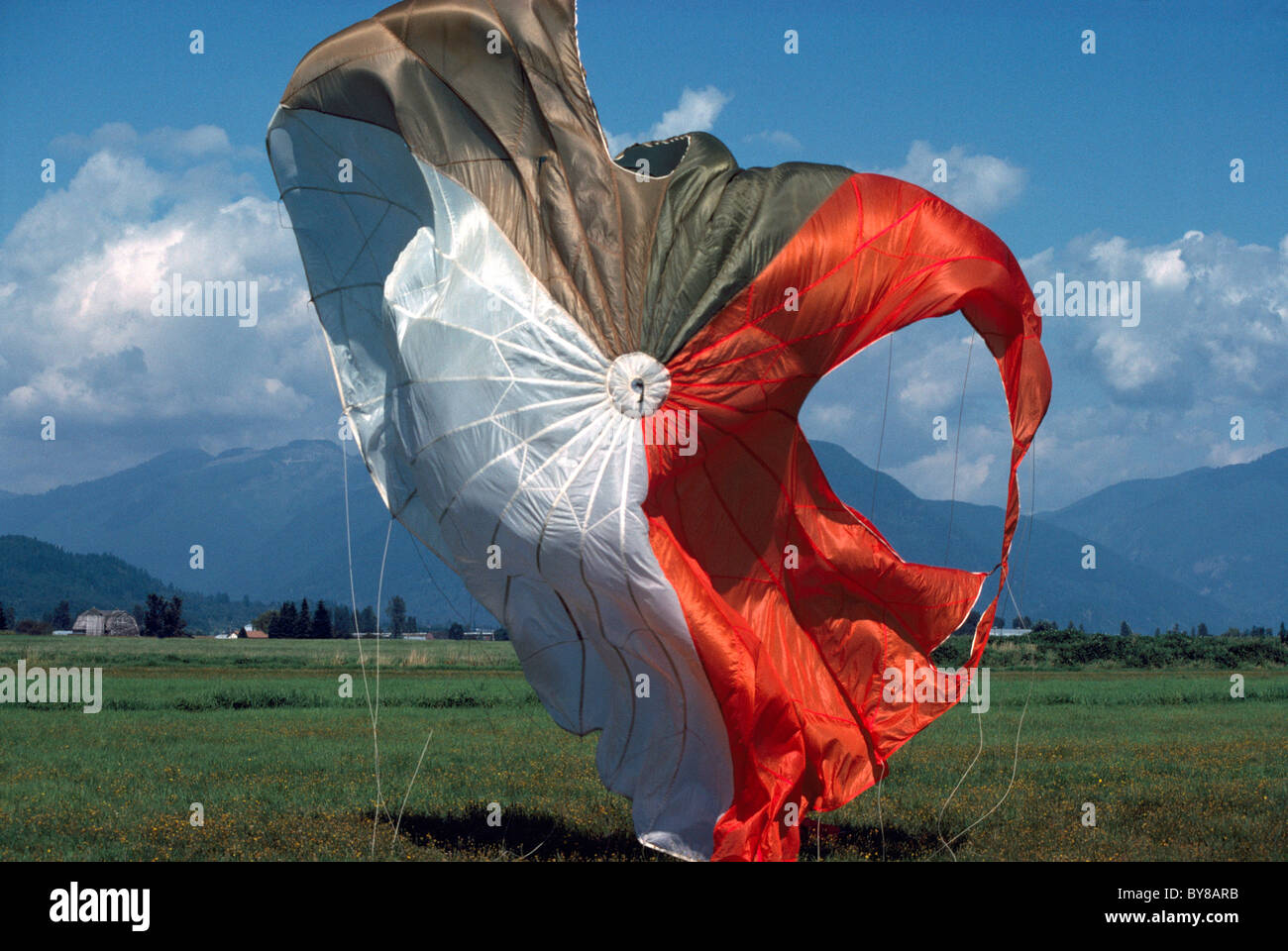 Parachute collapsing upon Skydiving Landing, Fraser Valley, BC, British ...