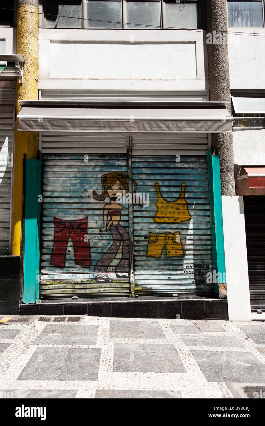 graffiti in shop roller shutters in Sao Paulo Brazil Stock Photo - Alamy