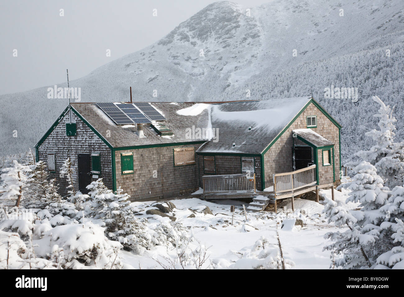 Greenleaf Hut during the winter months in the White Mountains, New ...