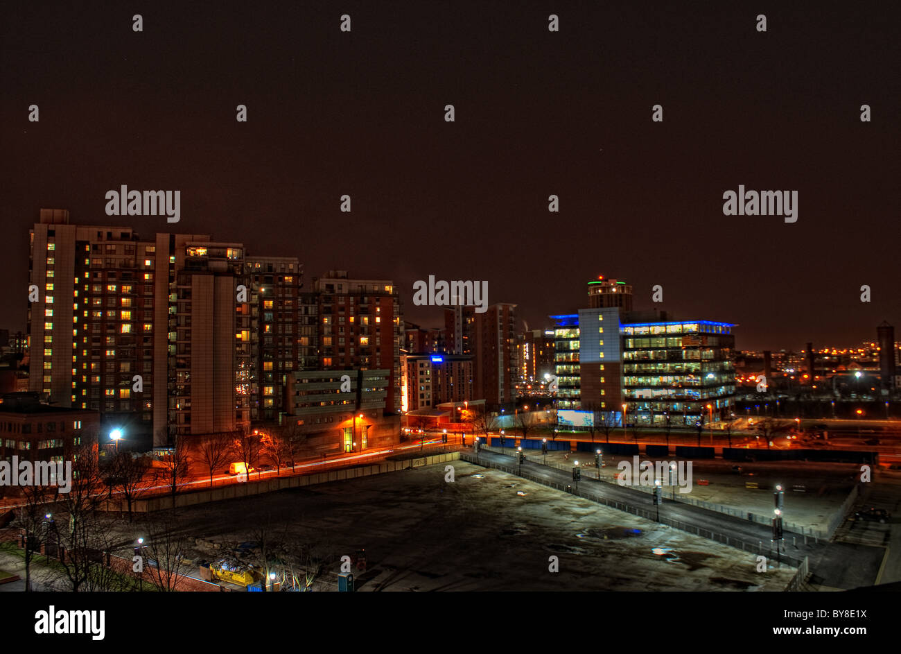 Leeds city center at night Stock Photo - Alamy