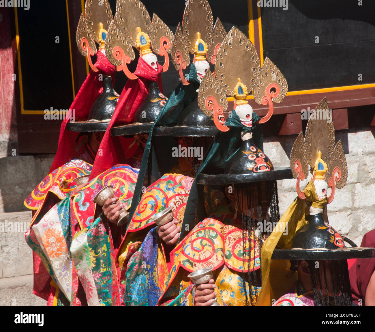 monks dancing at the Mani Rimdu Festival at Tengboche Monastery in the ...
