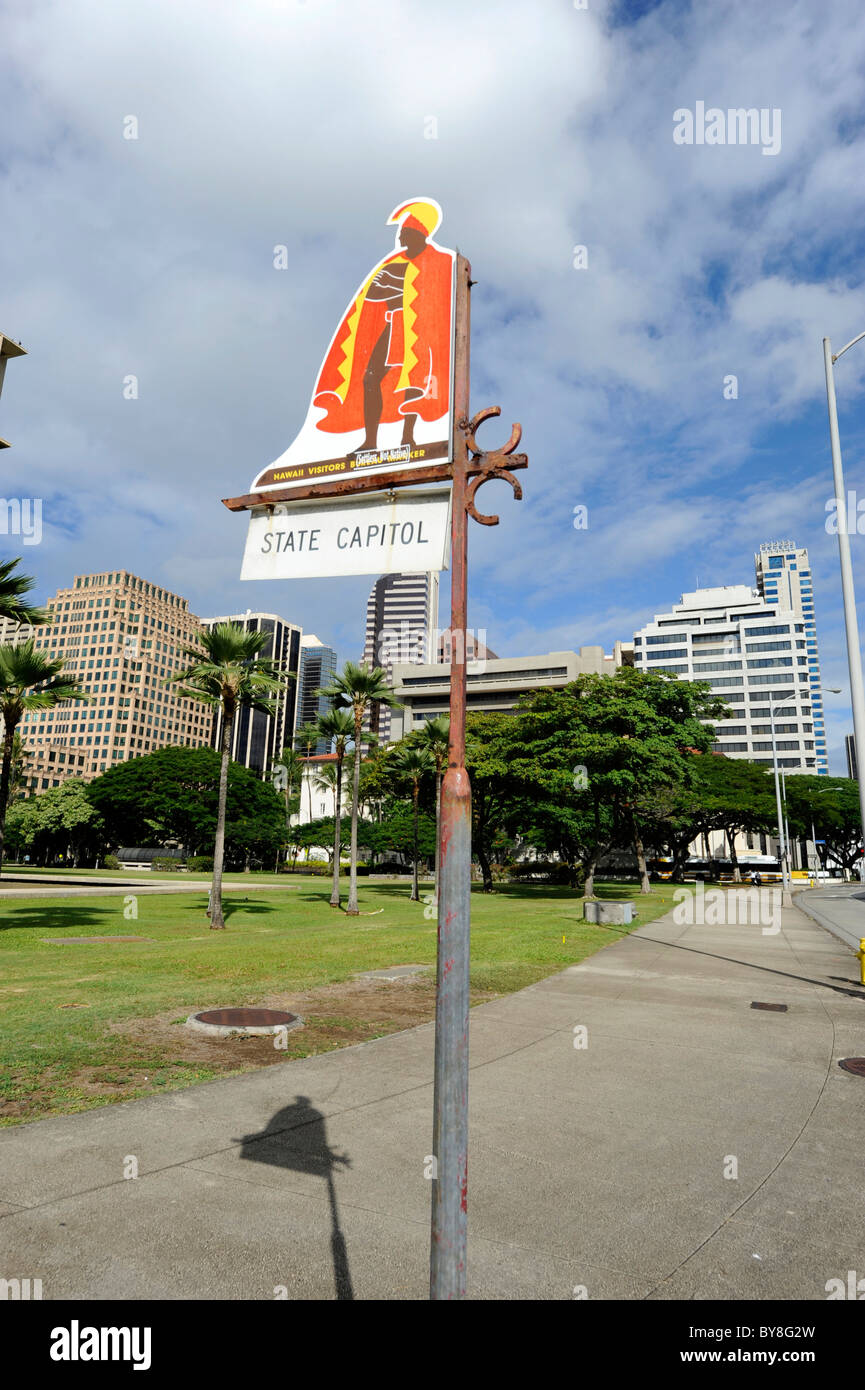 Sign Marking Capital District Downtown Honolulu Hawaii Oahu Pacific ...
