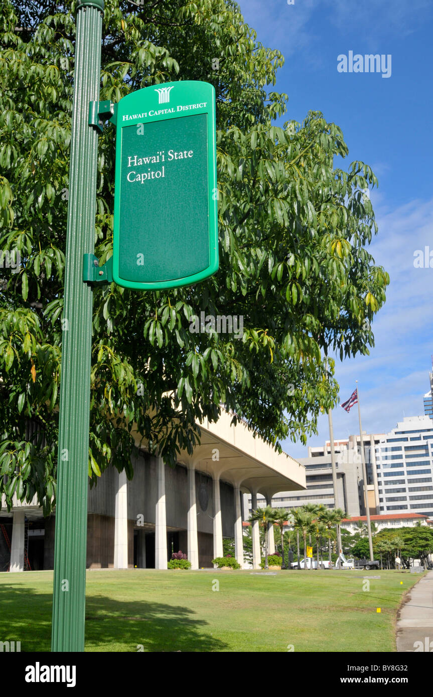 Sign Marking Capital District Downtown Honolulu Hawaii Oahu Pacific ...