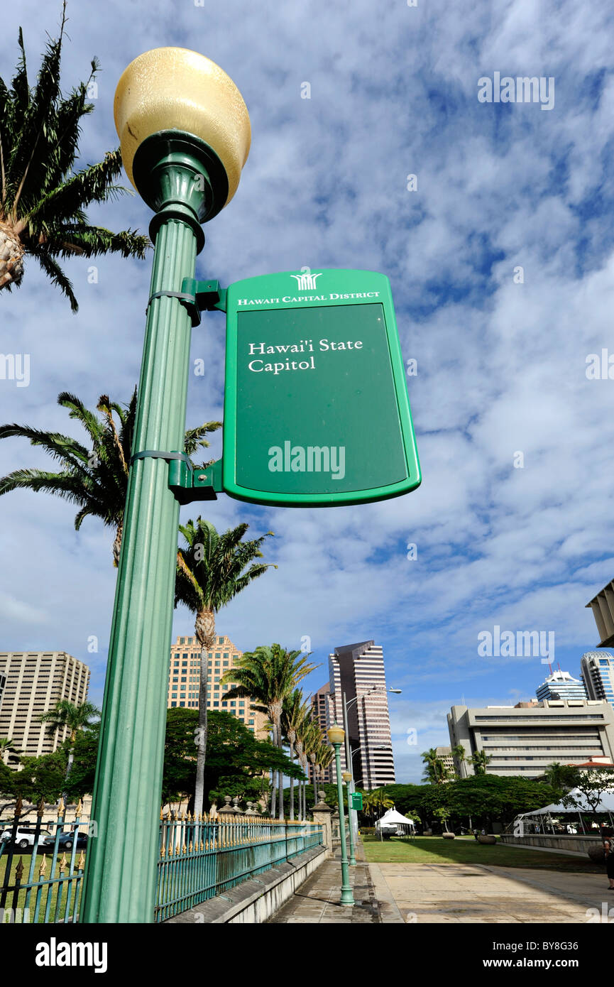 Sign Marking Capital District Downtown Honolulu Hawaii Oahu Pacific ...