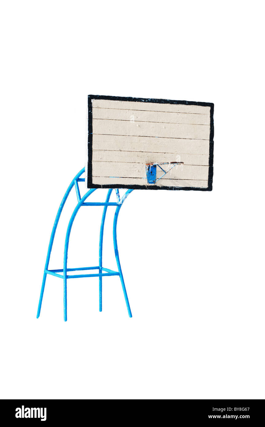 Old broken basketball hoop against white background Stock Photo - Alamy