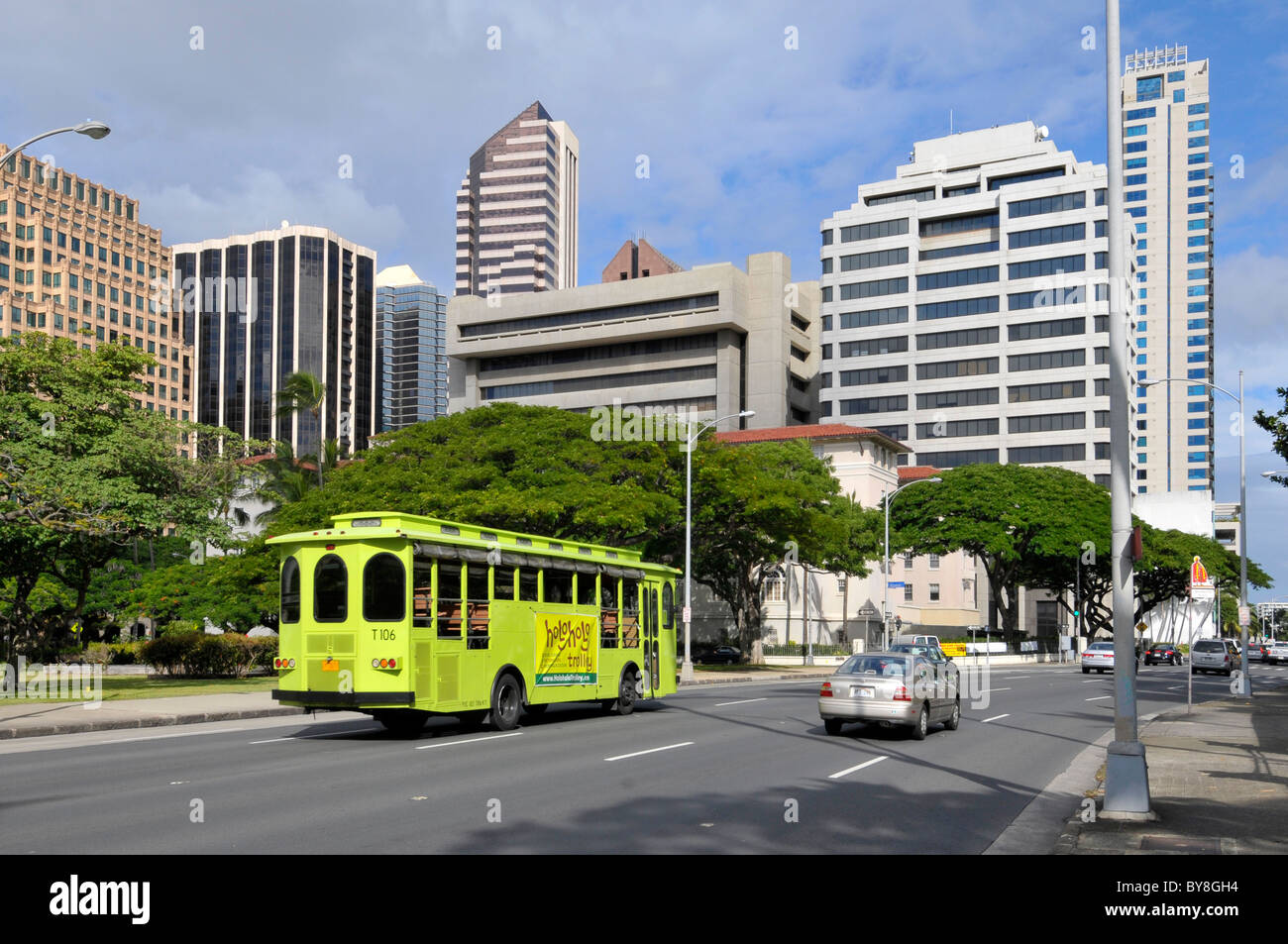 Public Transportation Skyline Downtown Honolulu Hawaii Oahu Pacific ...