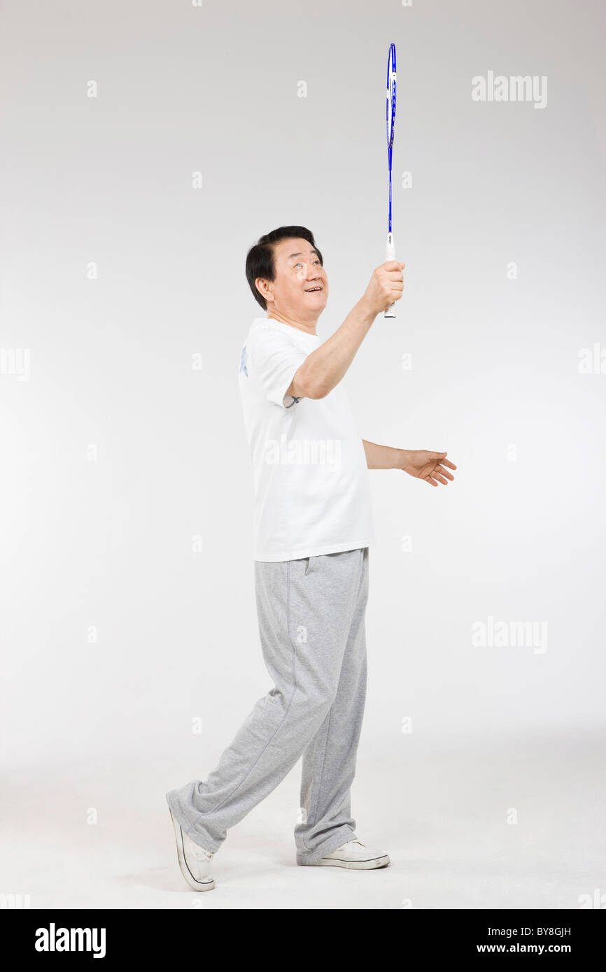 Senior man badminton racket hi-res stock photography and images - Alamy
