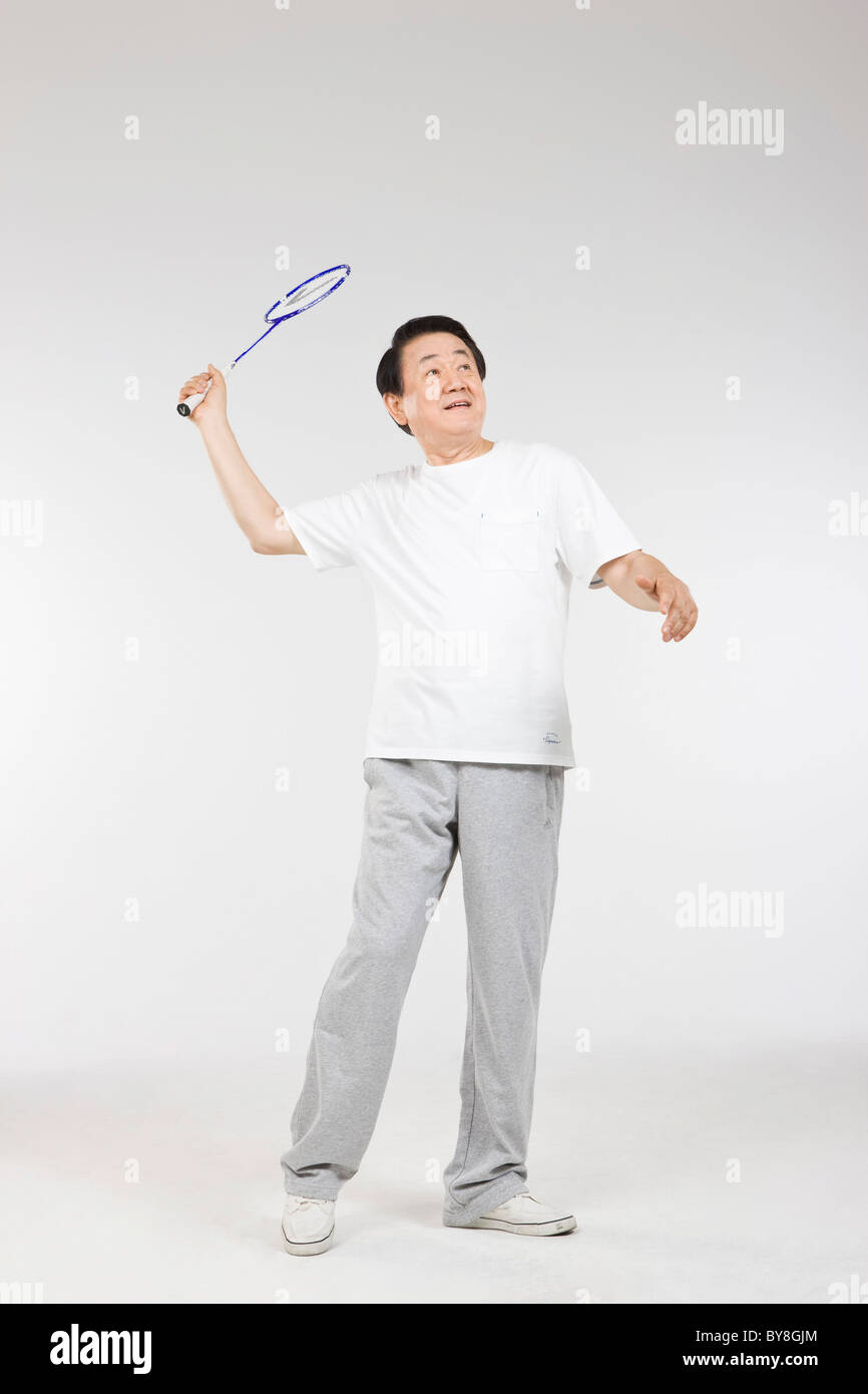 Senior man badminton racket hi-res stock photography and images - Alamy