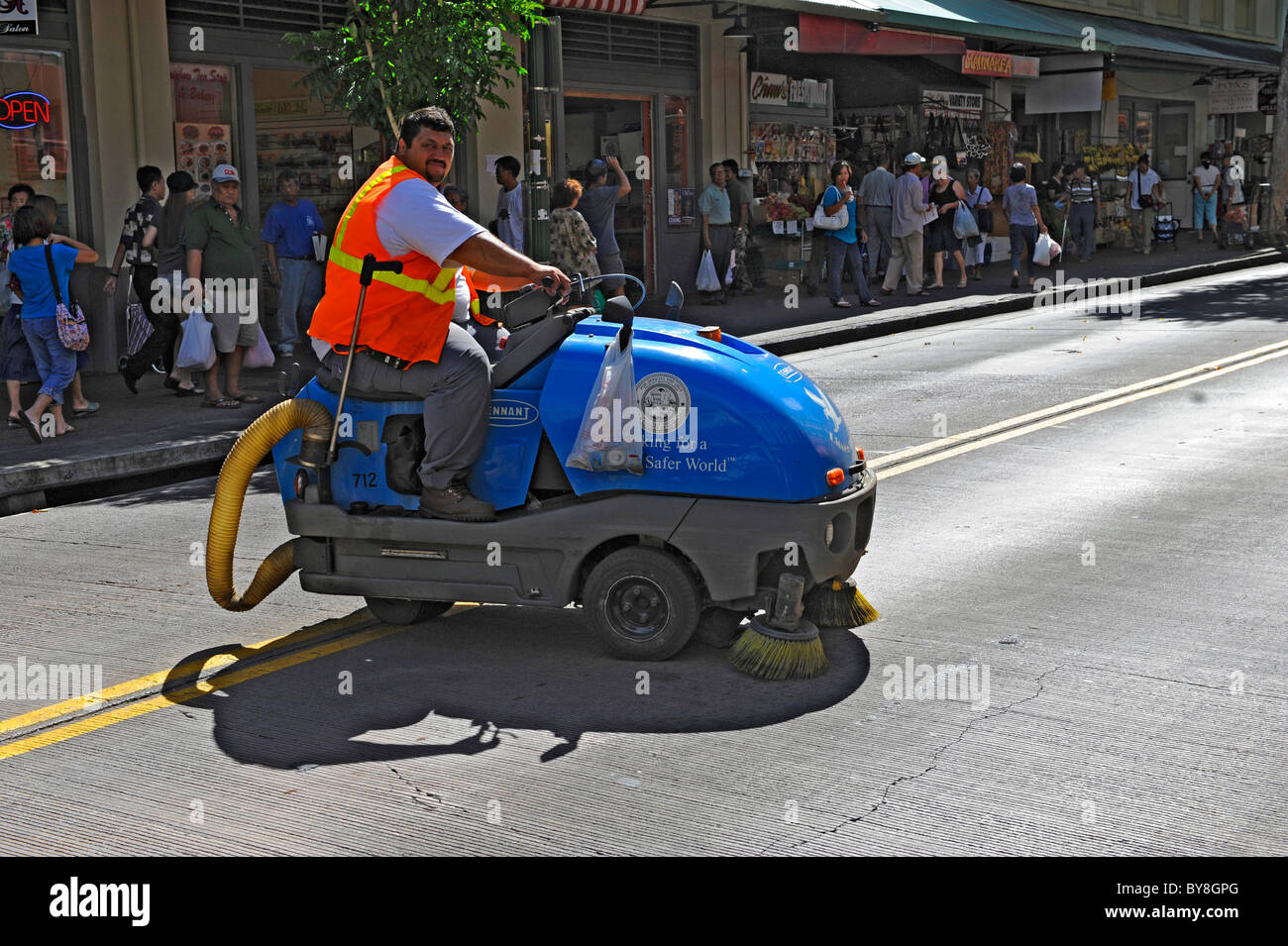 Street Sweeper Chinatown Area Honolulu Hawaii Oahu Pacific Ocean Stock ...