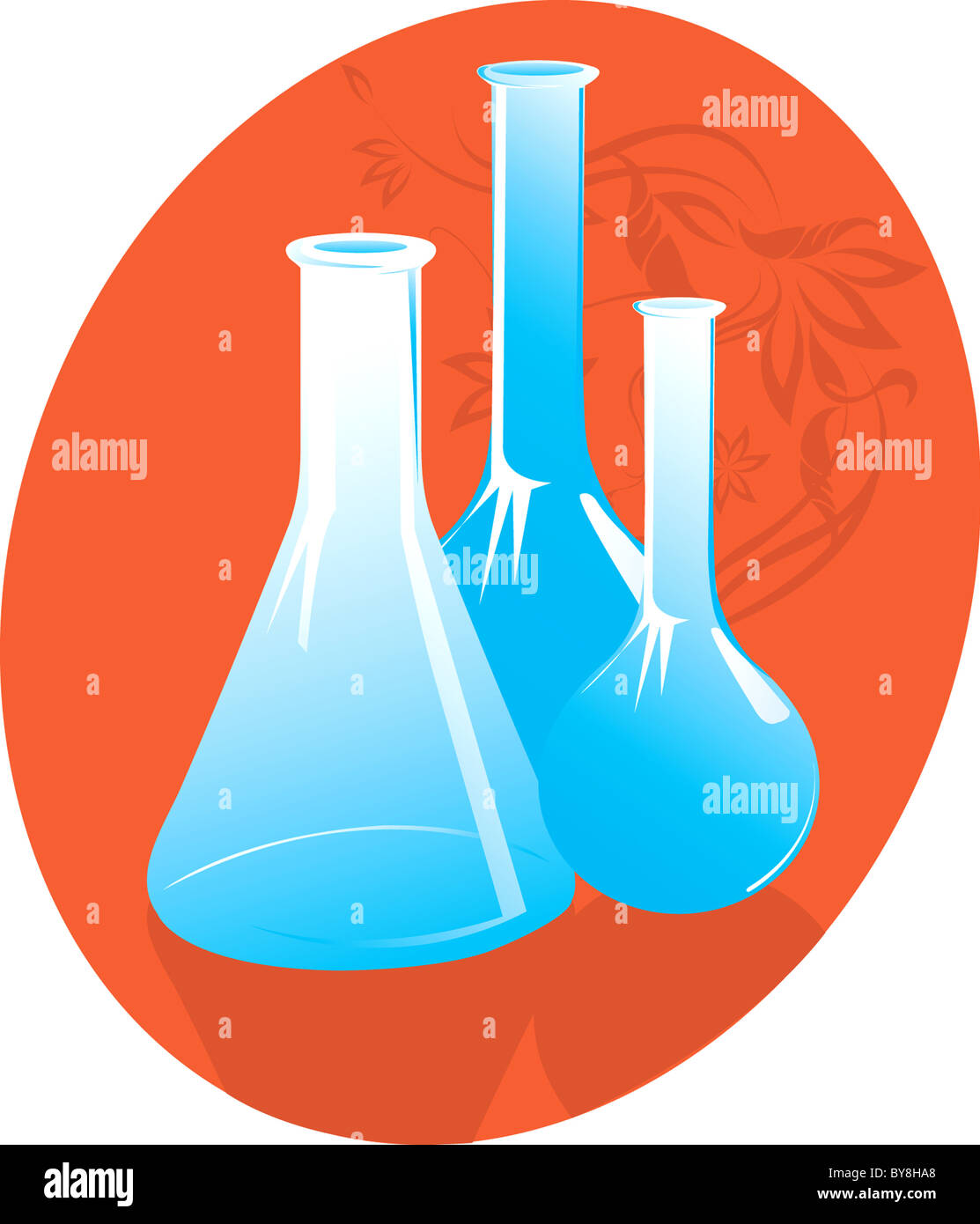 Three lab bottles in red Stock Photo - Alamy