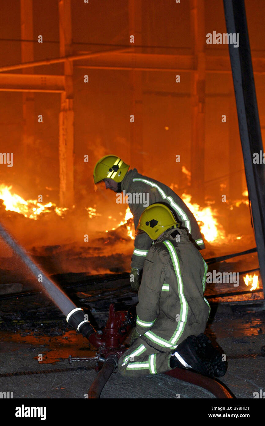 Firefighters at the scene of a major fire in Kent Stock Photo - Alamy