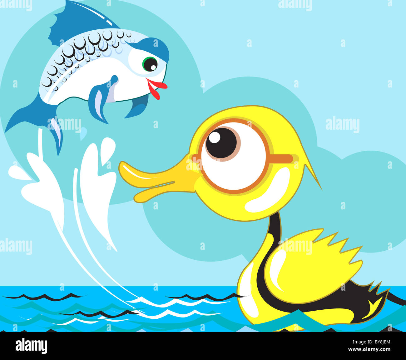 Duck and fish Stock Photo - Alamy