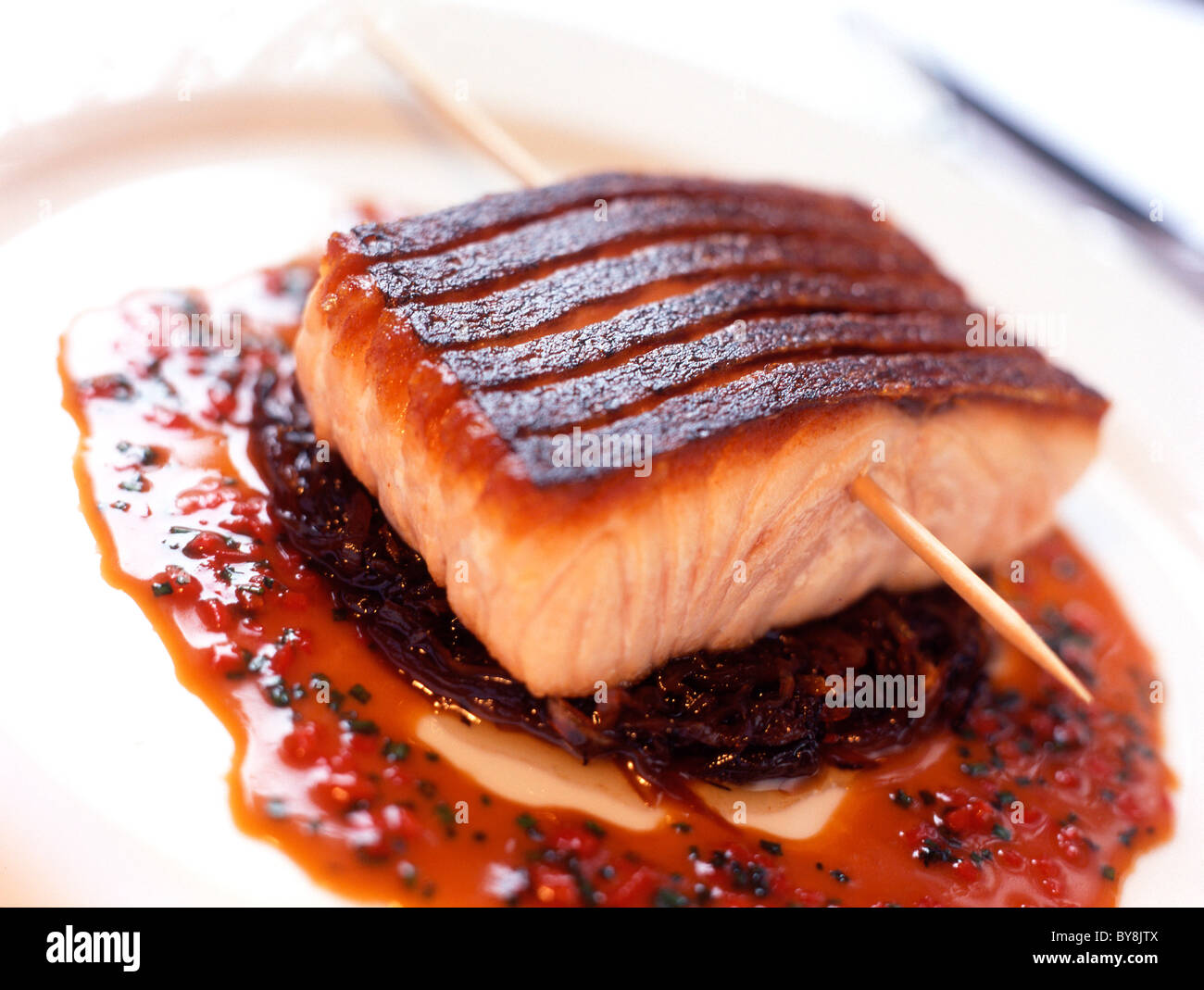 Grilled fish dish Stock Photo - Alamy