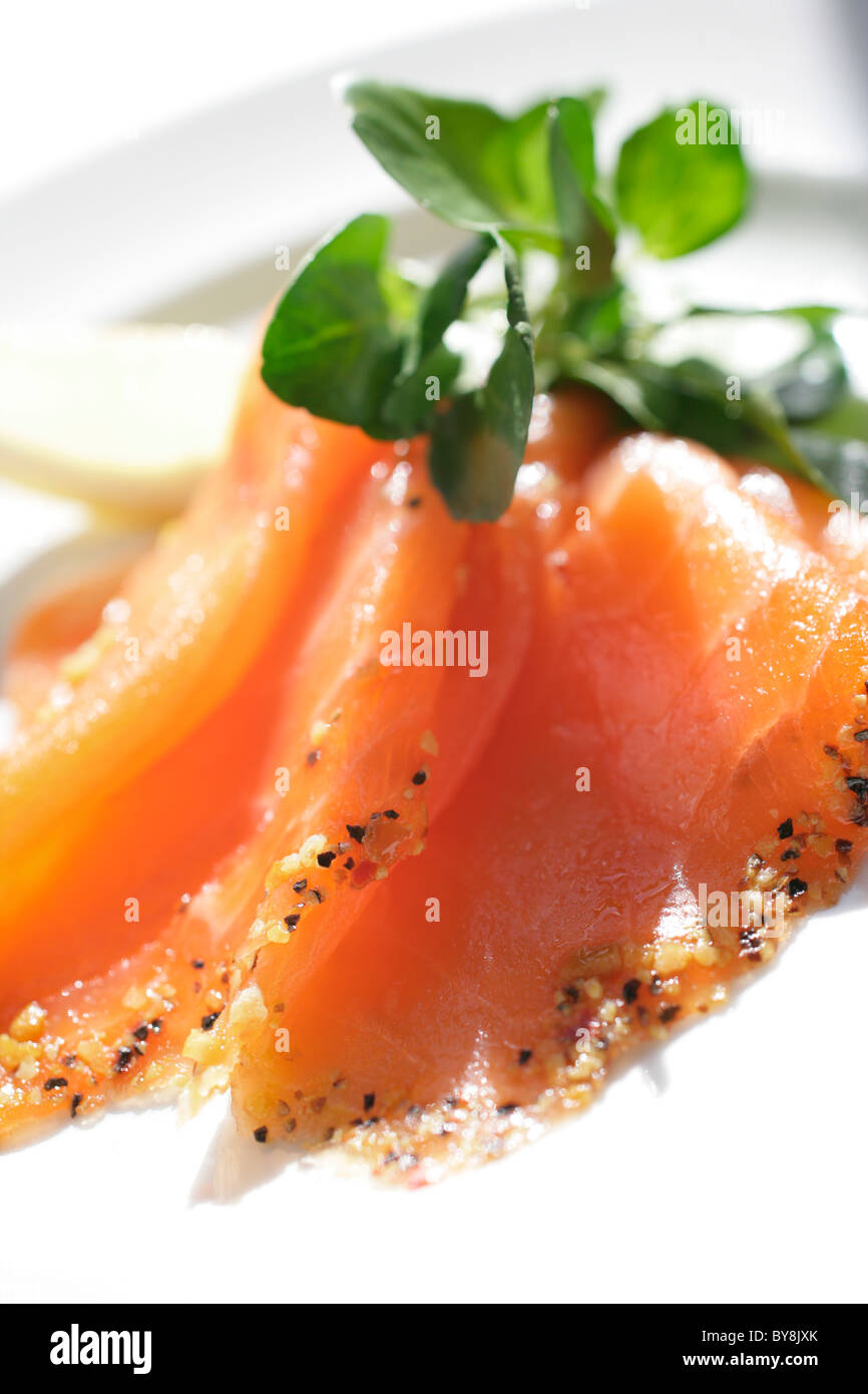 Smoked salmon gravadlax Stock Photo - Alamy