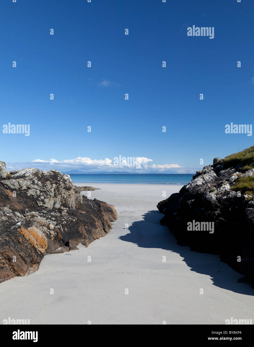 Scotland Argyll & Bute Inner Hebrides Tiree Bhaigh Beach and view to ...