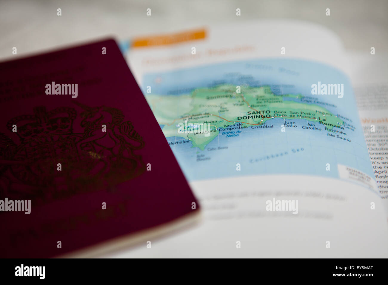 British passport on a map of Dominican Republic Stock Photo - Alamy