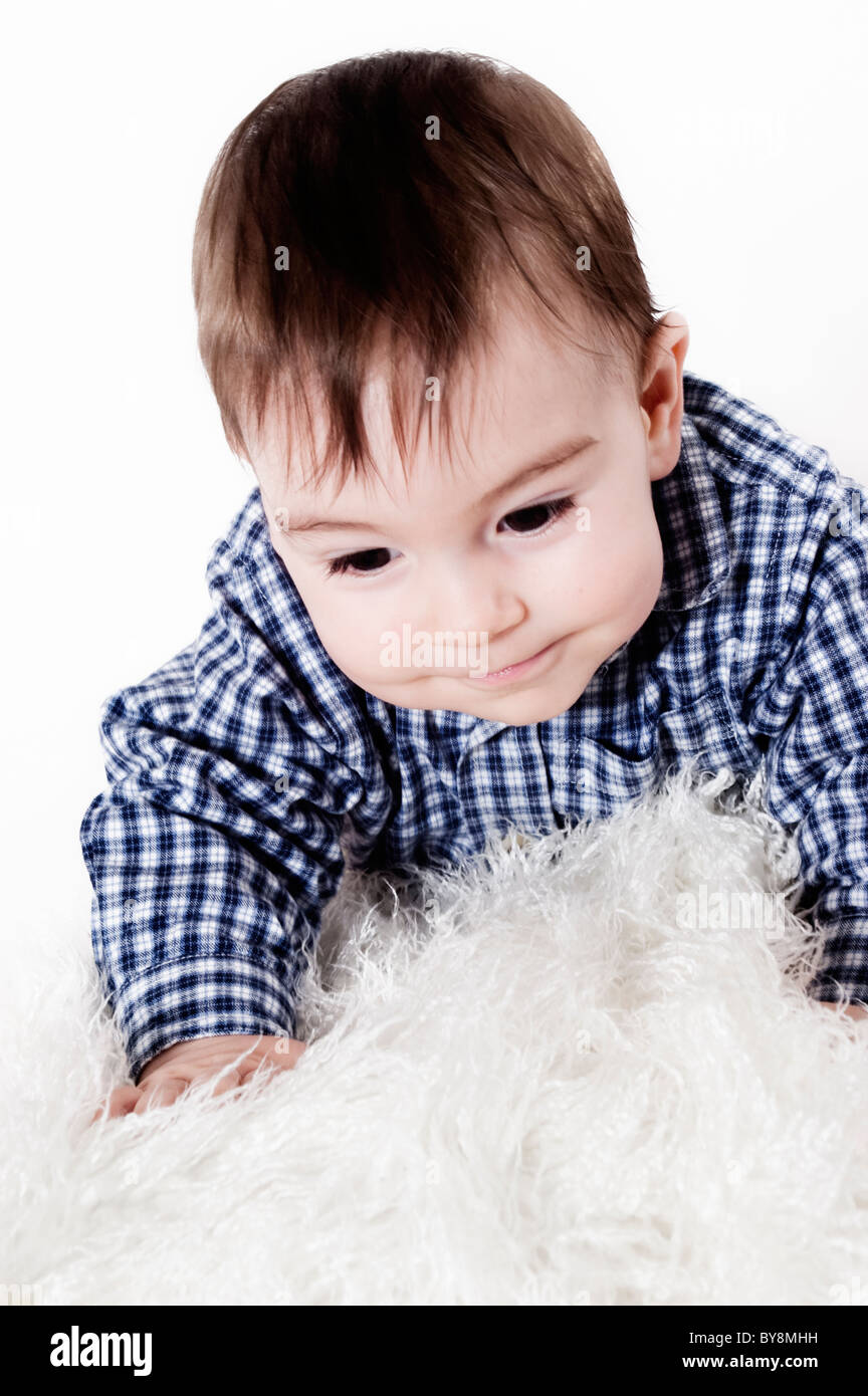 One Year Old Boy Crawling Stock Photo - Alamy