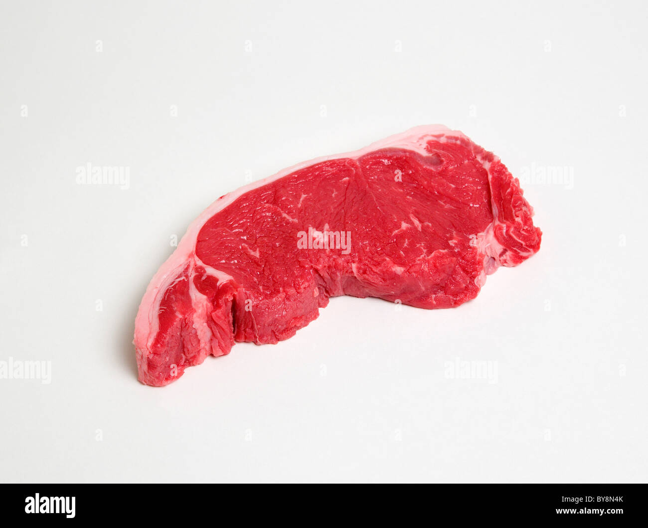 Food Red Meat Beef Raw uncooked sirloin steak on a white background ...