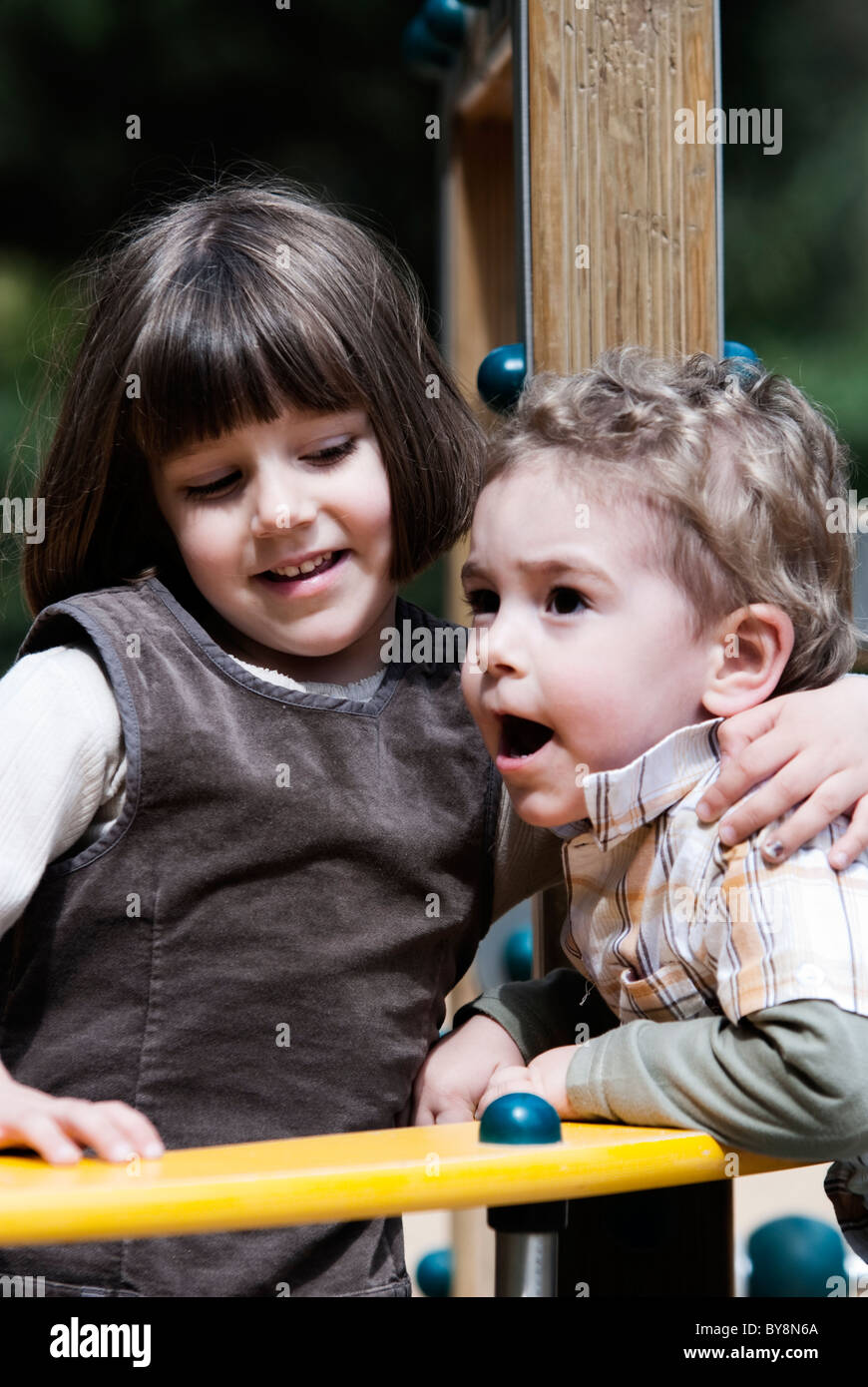 two brothers playing in the park Stock Photo - Alamy