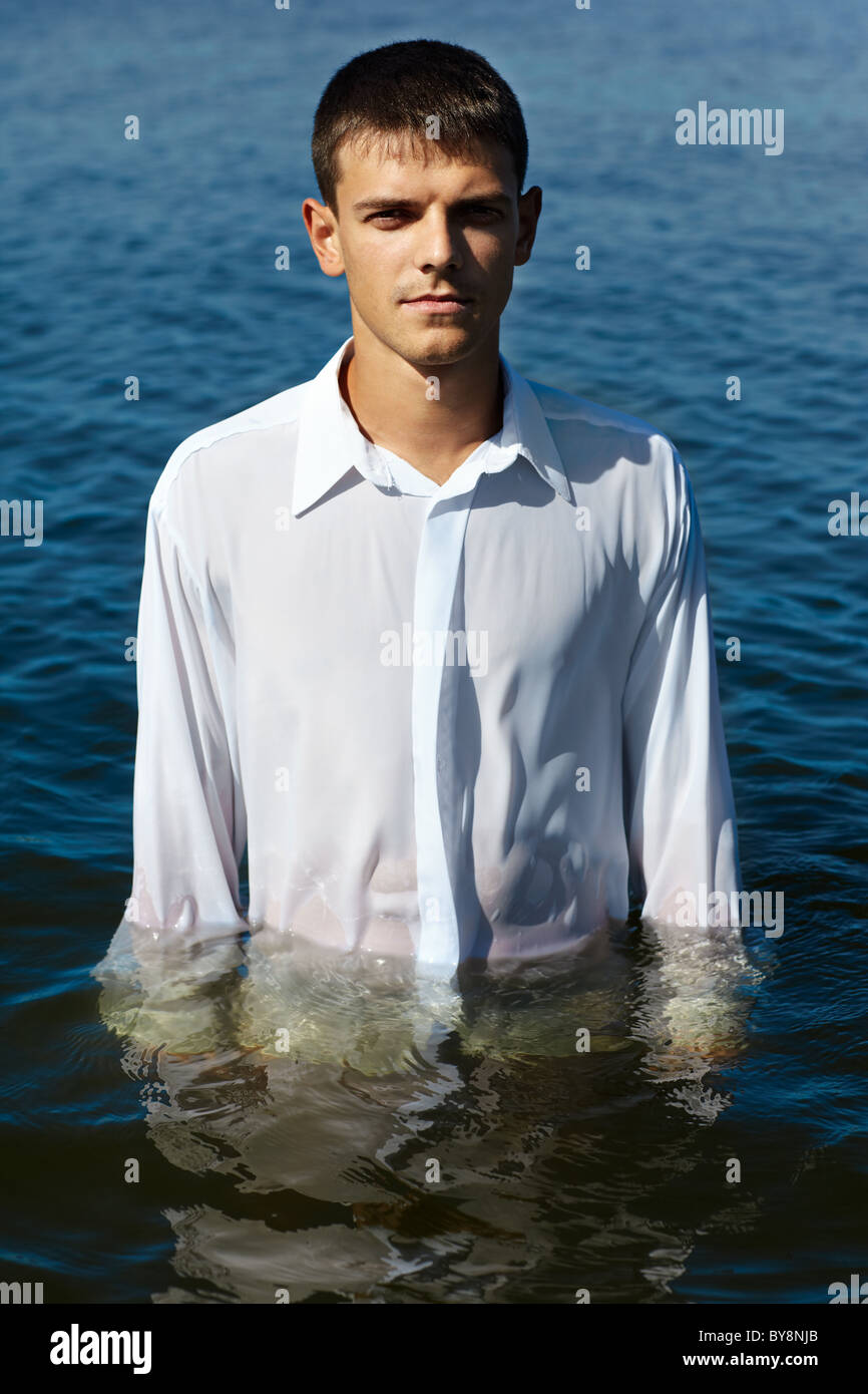man in sea waters Stock Photo - Alamy