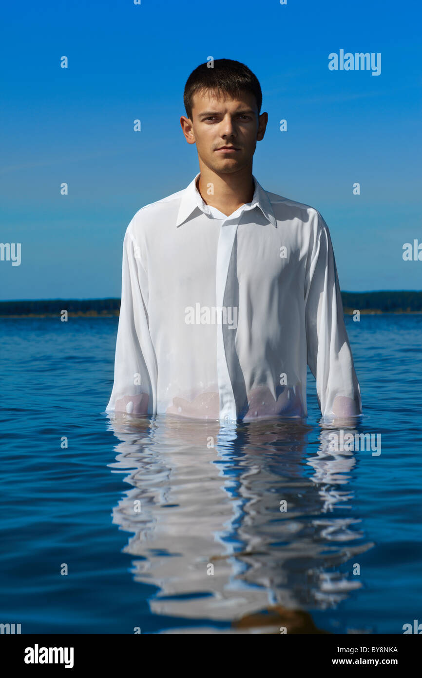 man in sea waters Stock Photo - Alamy