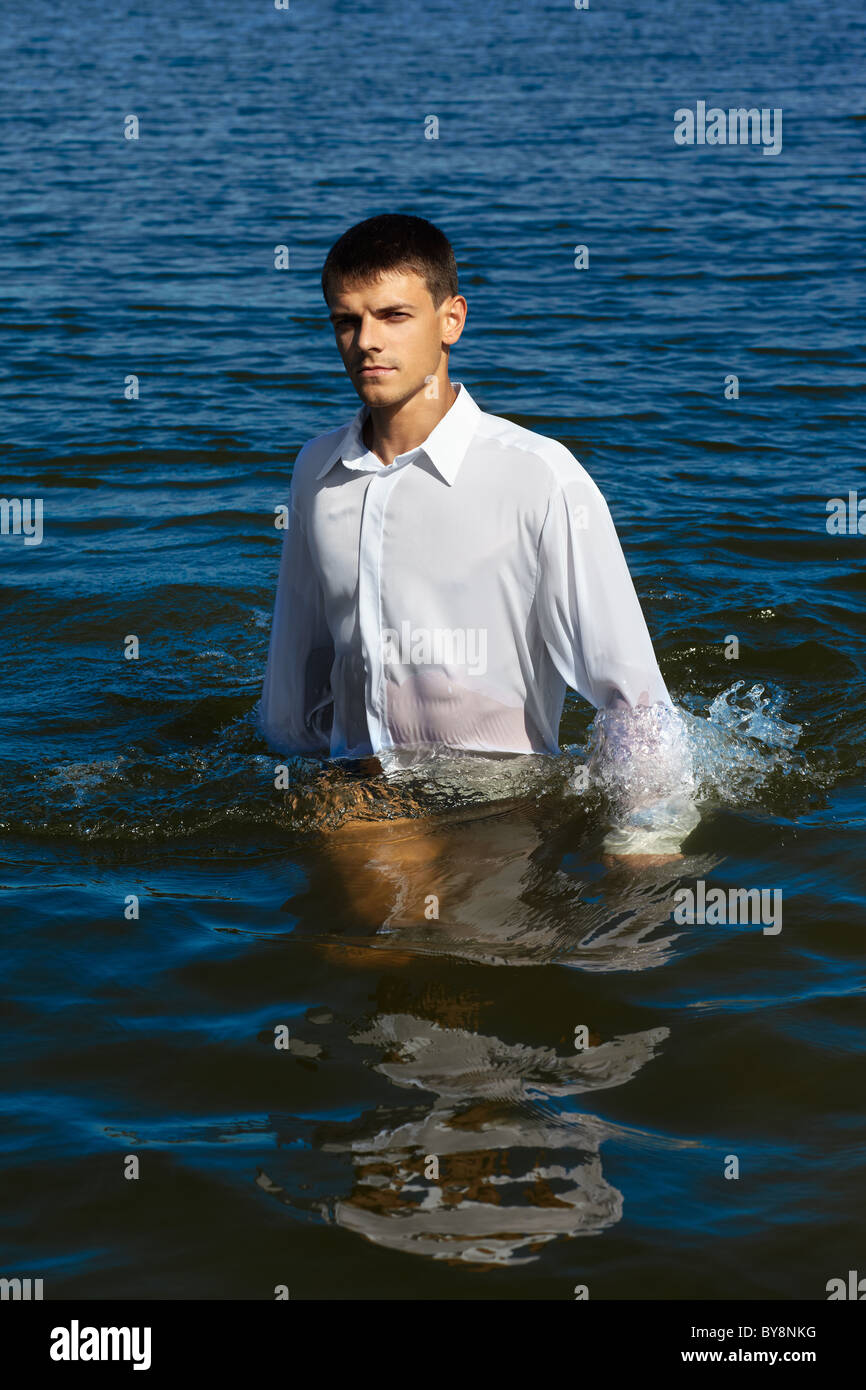 man in sea waters Stock Photo - Alamy