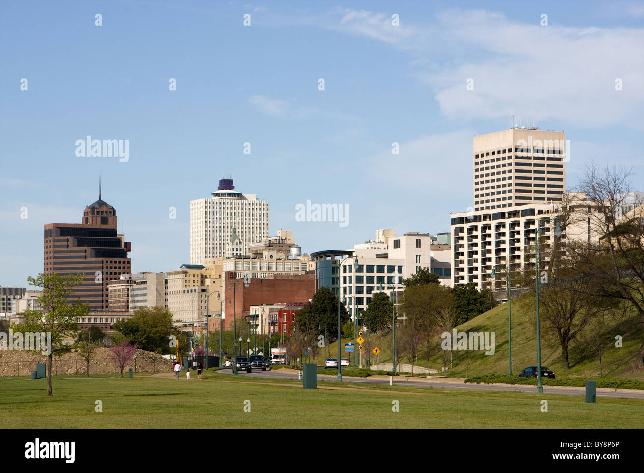 A view of the skyline of Memphis, Tennessee looking north from the ...