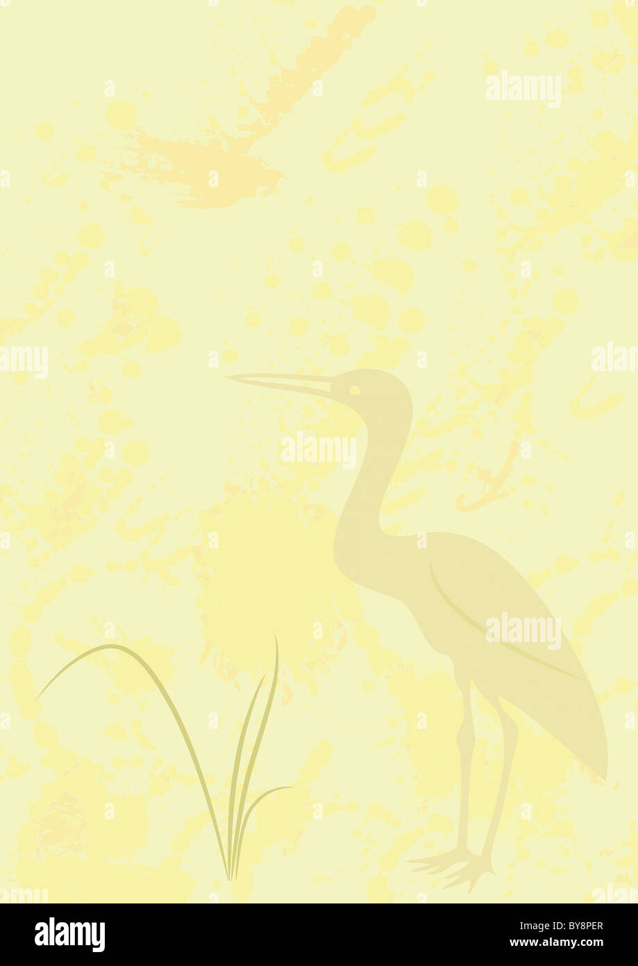 abstract background with heron - Chinese motives Stock Photo - Alamy