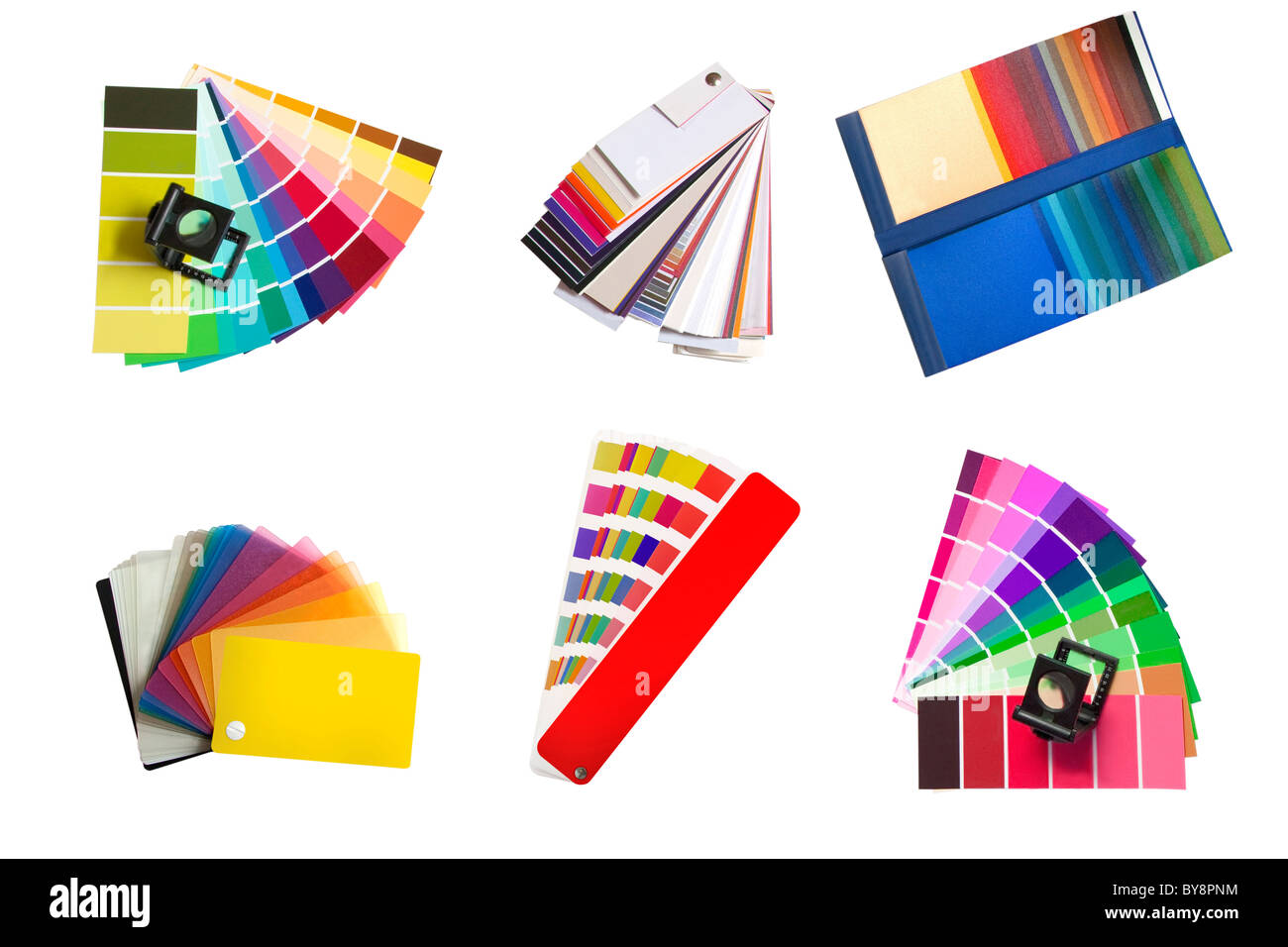 swatches selection for colour, fabric and plastic isolated on a white ...