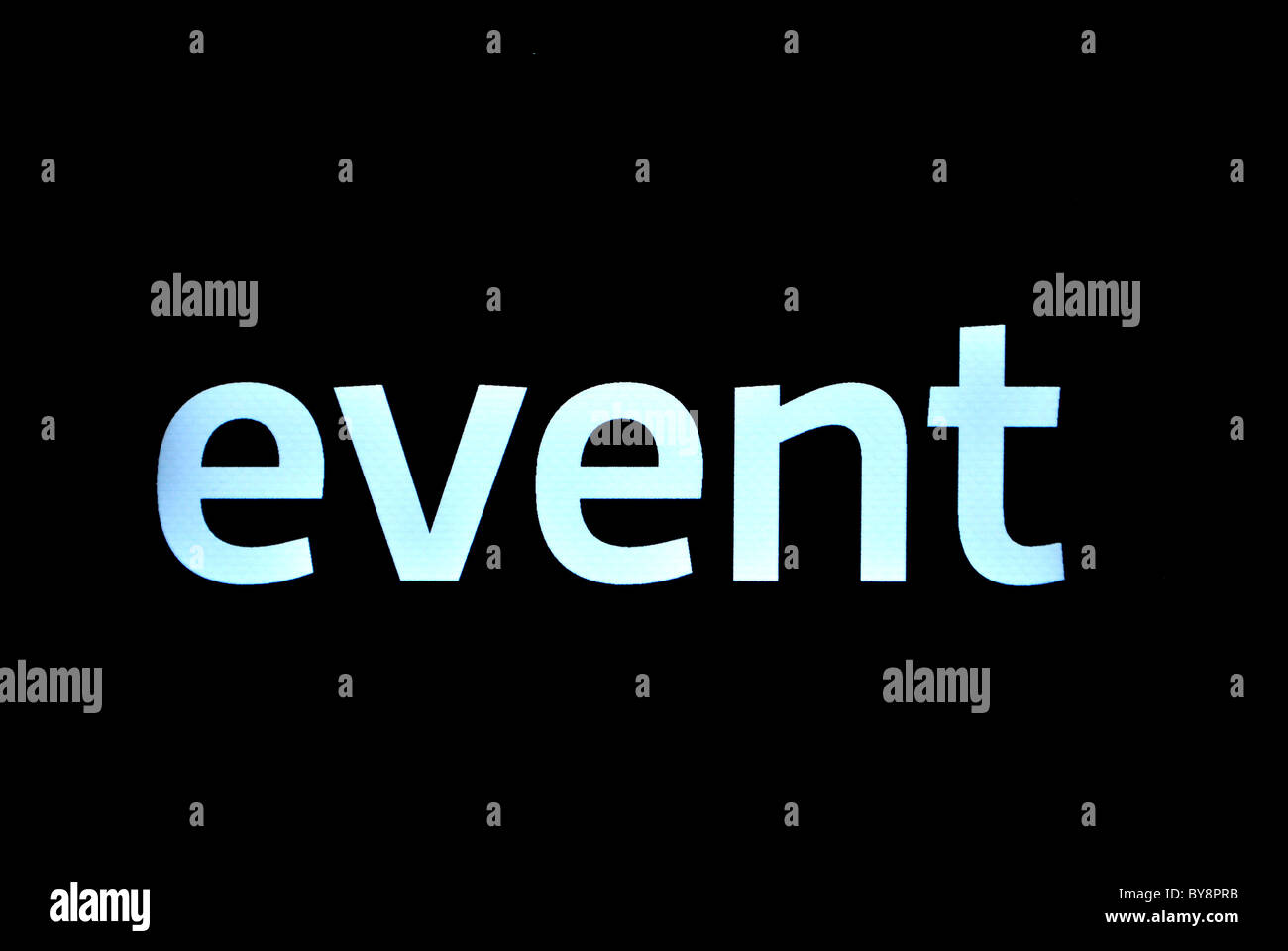 white lettering on black background: event Stock Photo - Alamy