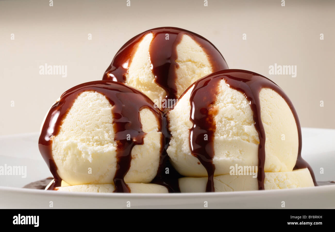 Ice Cream & Chocolate Sauce Stock Photo - Alamy