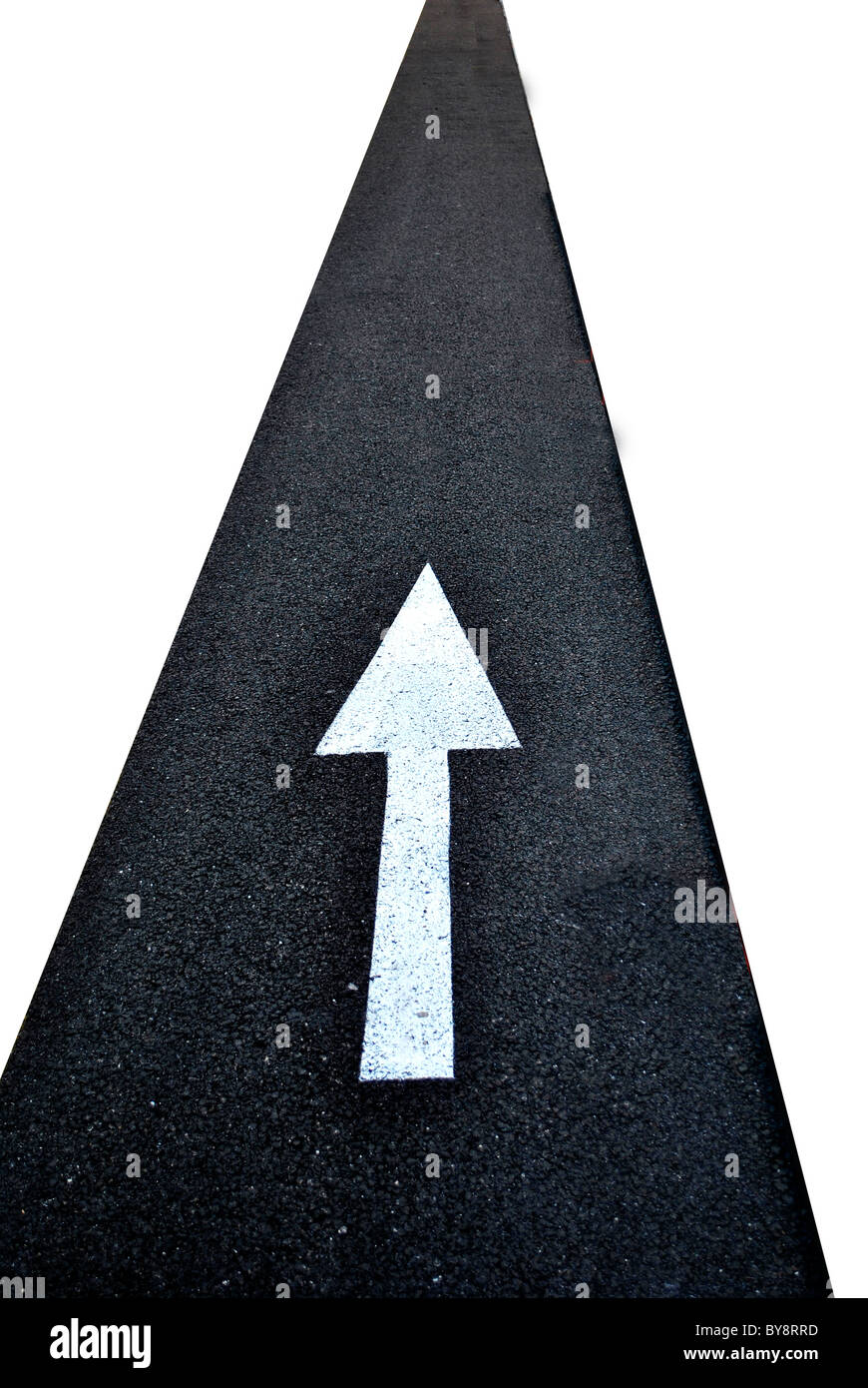 white arrow lane asphalt road Stock Photo - Alamy
