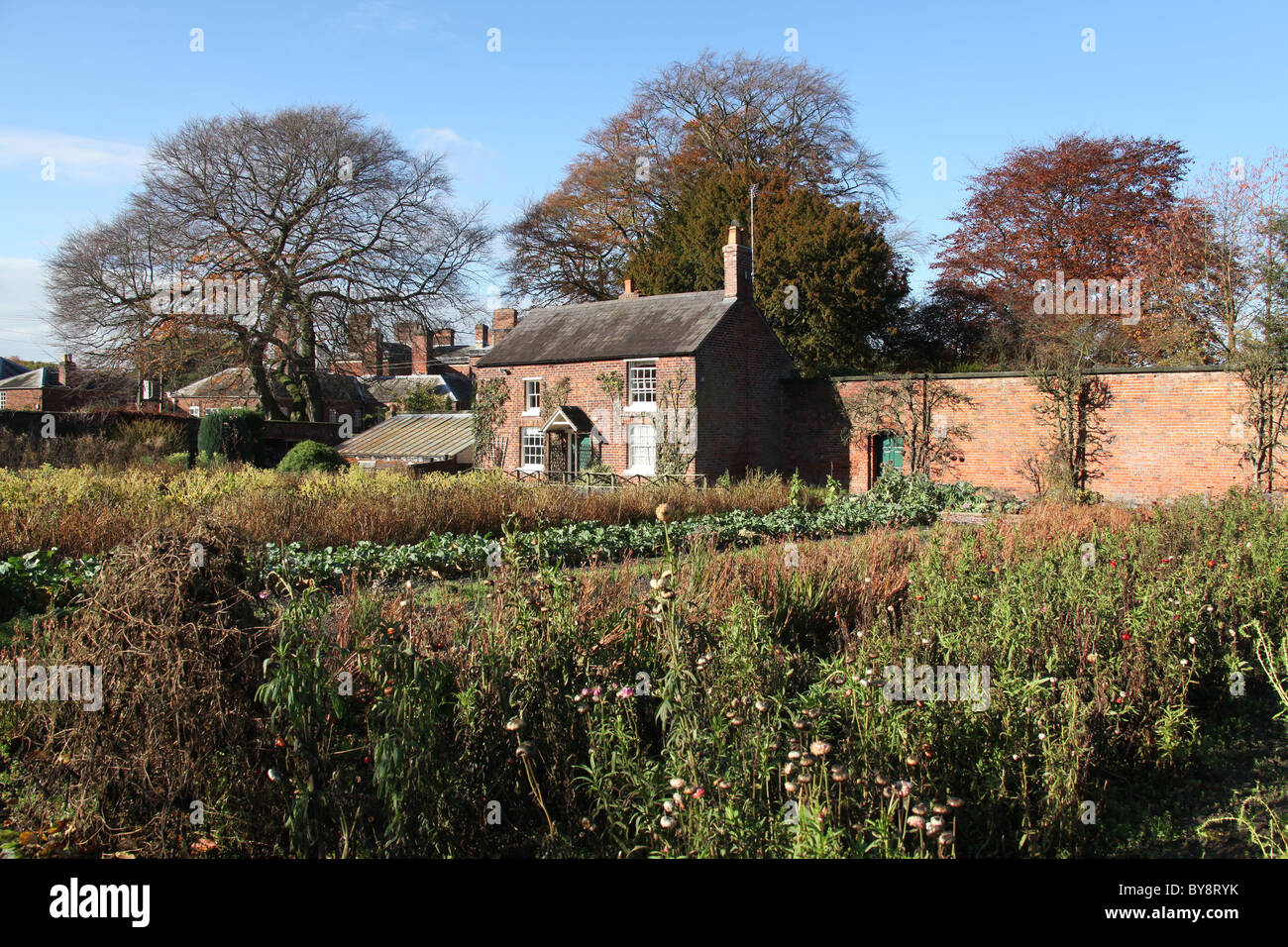 Rode Hall Country House and Gardens. Autumnal view of the Walled ...