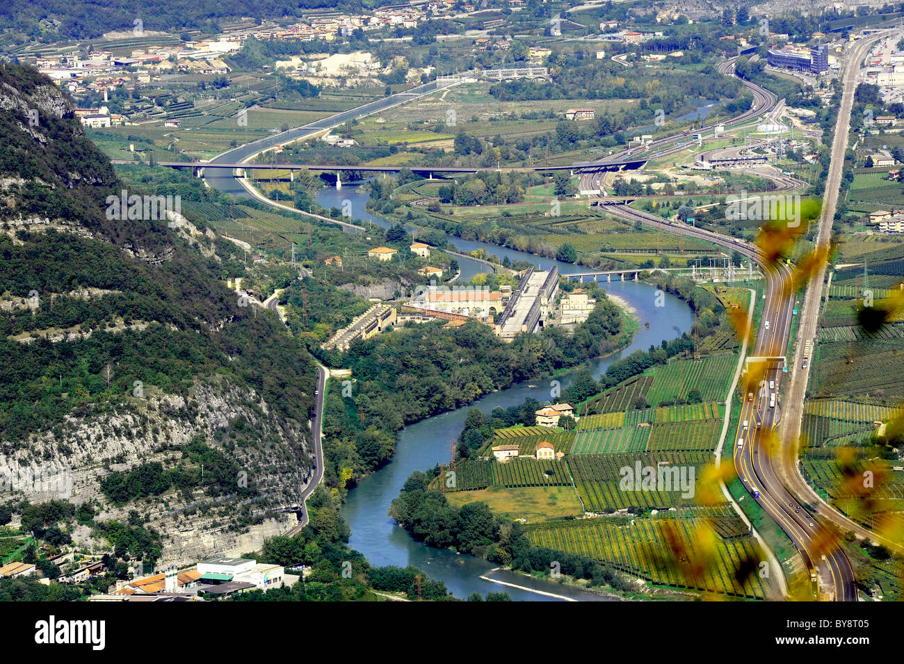 view of the valley, with roads and villages Stock Photo - Alamy