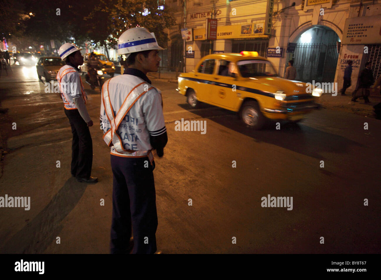 Police and taxi in Kolakta Calcutta India Asia Stock Photo - Alamy