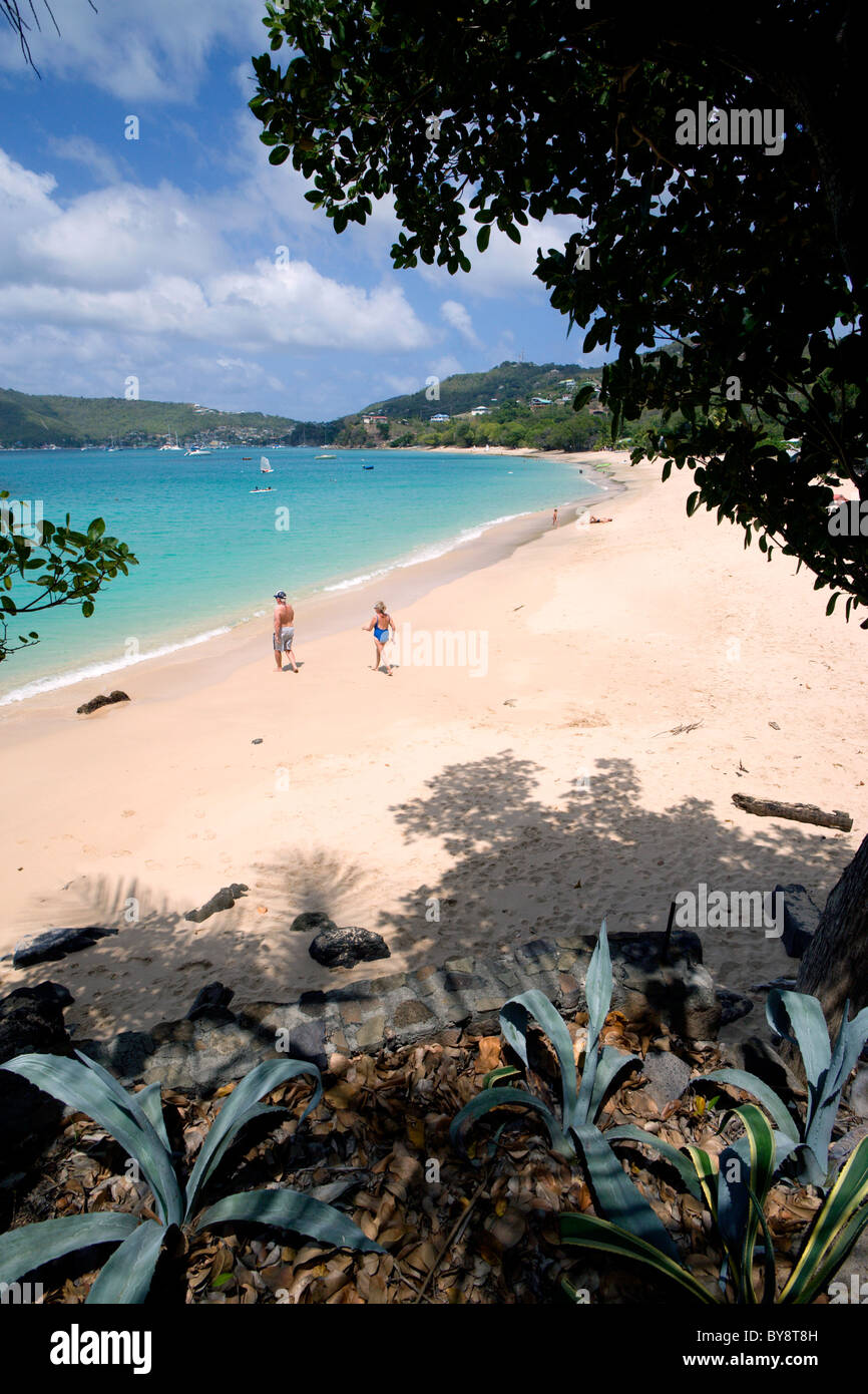 St Vincent And The Grenadines Bequia Lower Bay Beach People on sand and ...