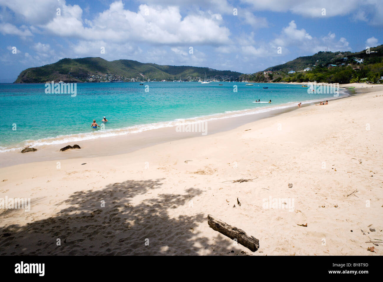 St Vincent And The Grenadines Bequia Lower Bay Beach People on sand and ...