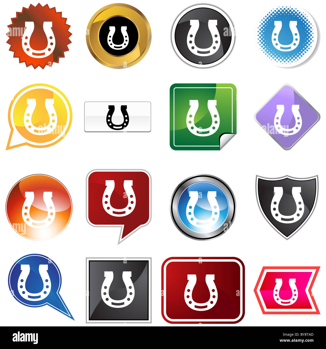 Horseshoe variety set isolated on a white background Stock Photo - Alamy