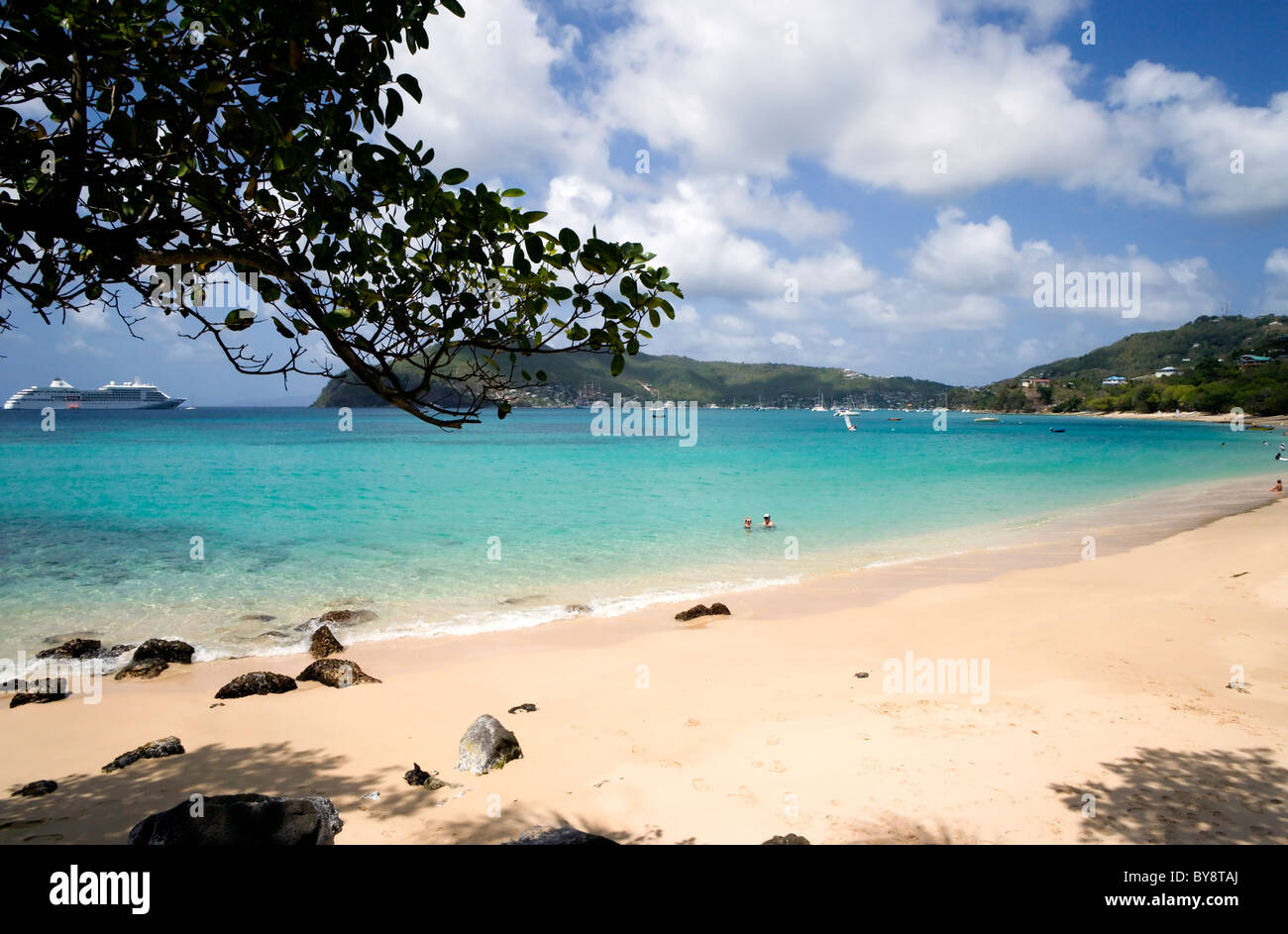 St Vincent And The Grenadines Caribbean Bequia Lower Bay Beach People ...