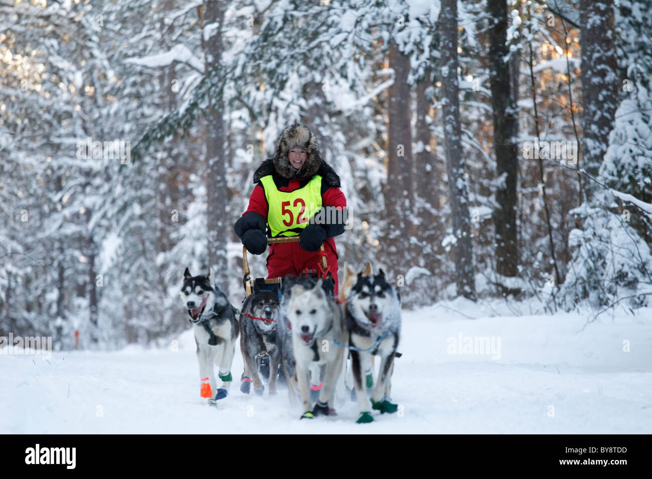 Colleen Wallin and her dog team make their way through the Chippewa ...