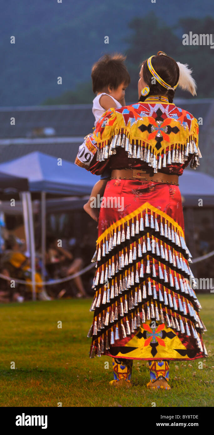 Native American jingle dancers at the Cherokee Reservation Pow Wow ...