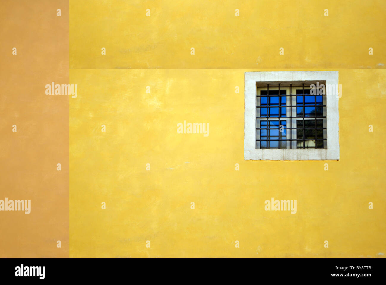 wooden windows concrete wall on Stock Photo - Alamy