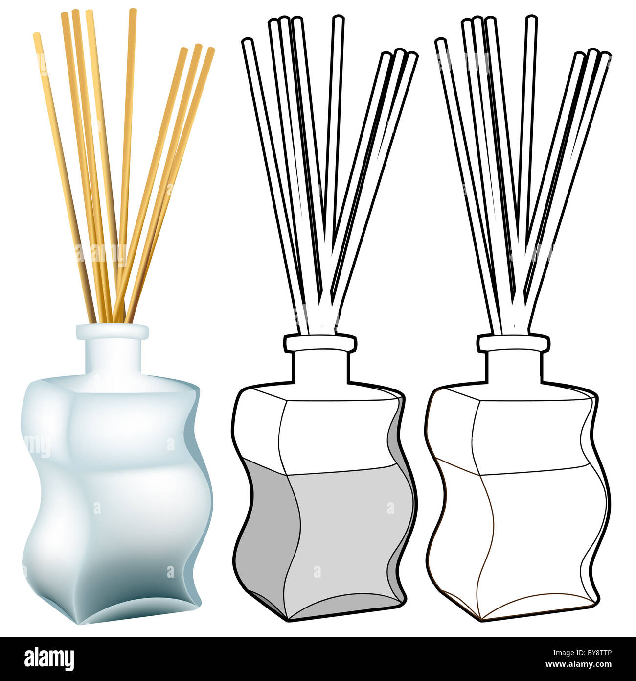 Incense bottle and sticks isolated on a white background Stock Photo ...