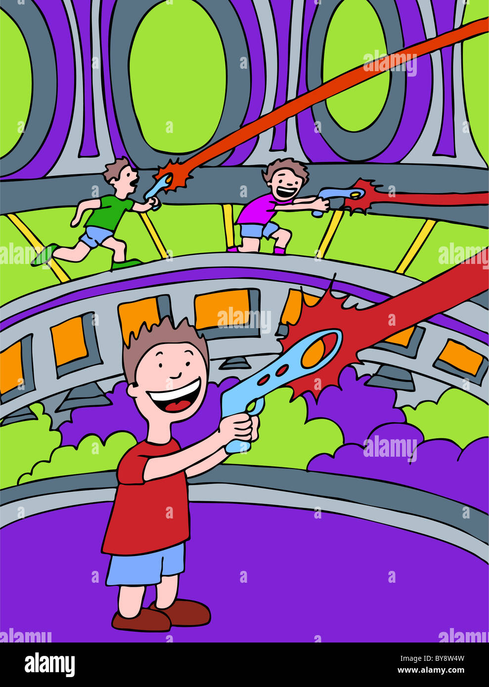 An image of people playing laser tag Stock Photo - Alamy