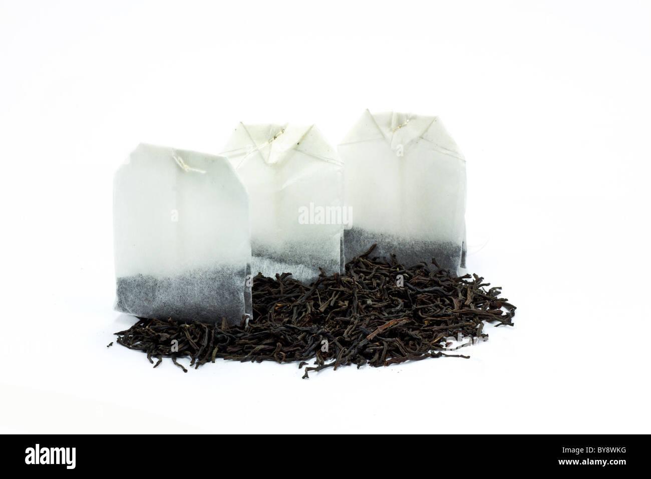 Tea bags and dried tea leaves Stock Photo - Alamy