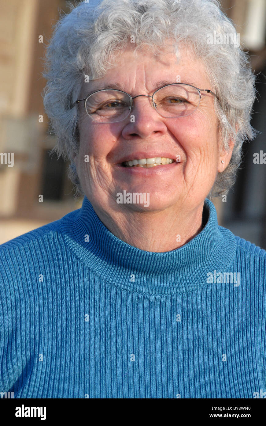 Woman glasses white shirt smiling hi-res stock photography and images ...